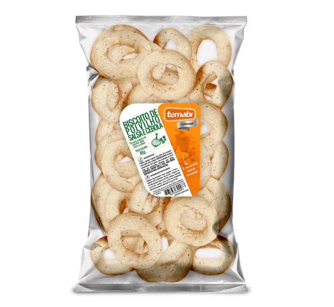 BISCOITO DE POLVILHO SABOR SALSA & CEBOLA 80G - Temabi
