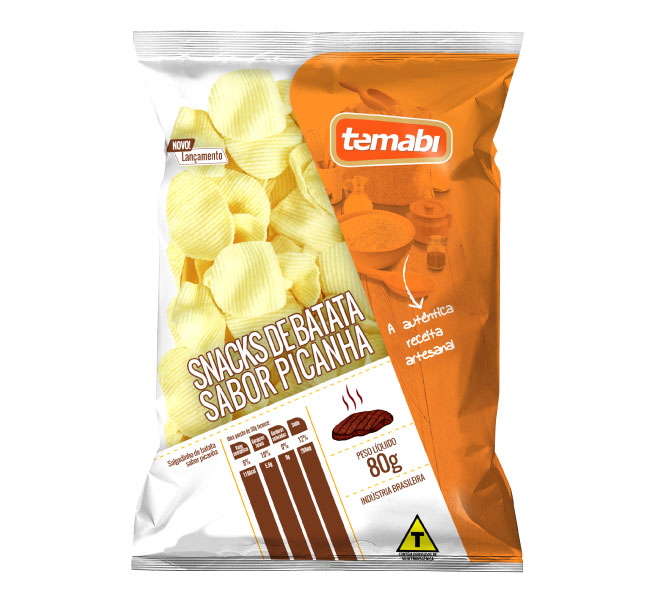 SNACKS DE BATATA SABOR PICANHA 80G - Temabi